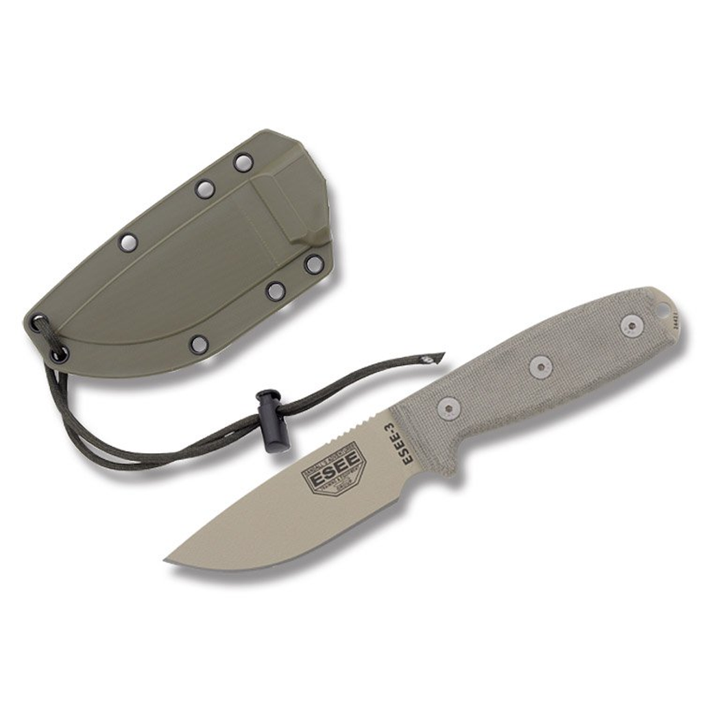 ESEE Knives Model 3P Fixed Blade Micarta With Modified Pommel - Desert ...